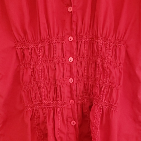 The Limited | Tops | Limited Short Sleeve Red Blouse With Ruching ...
